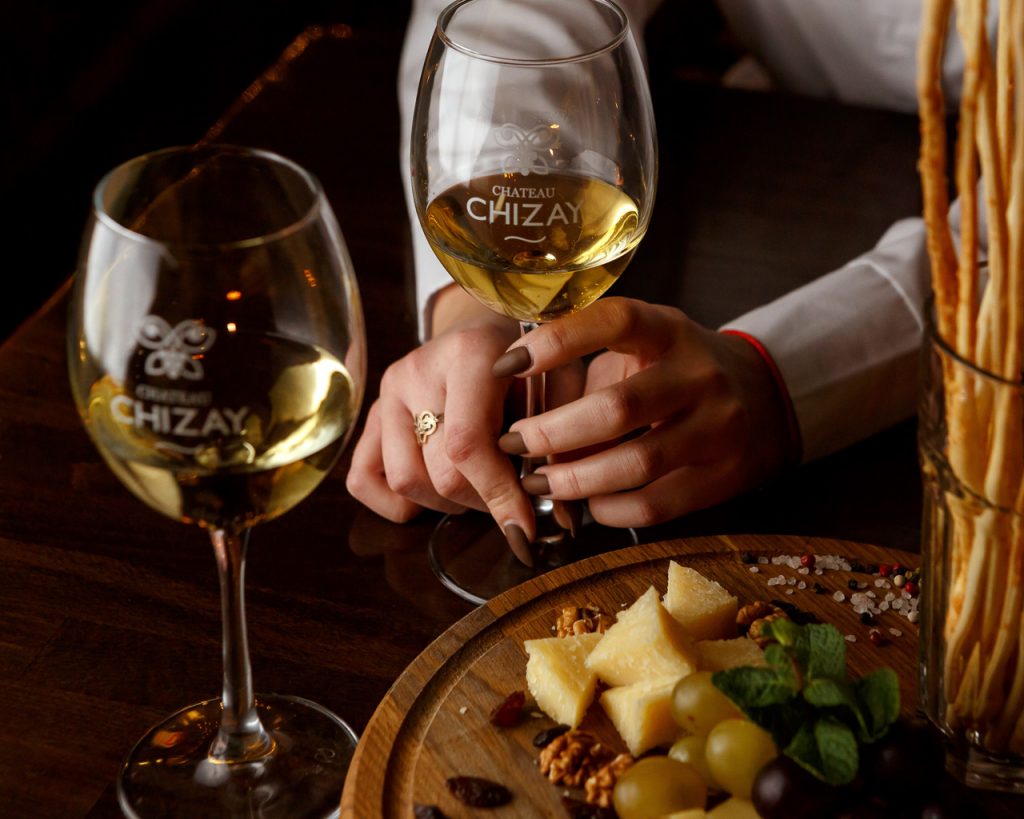Traminer delicious sweet white wine from famous Chateau Chizay